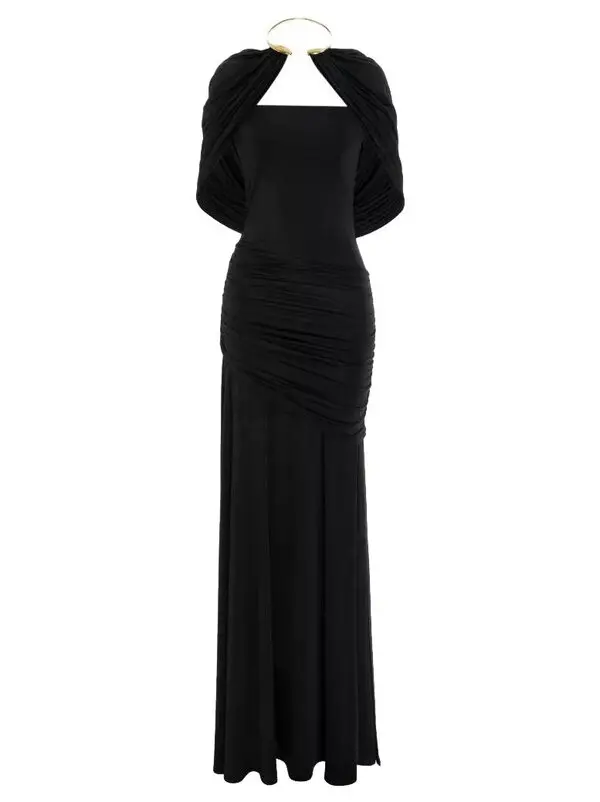 V:PM ATELIER Rogue Draped Ruched Maxi Dress - Black