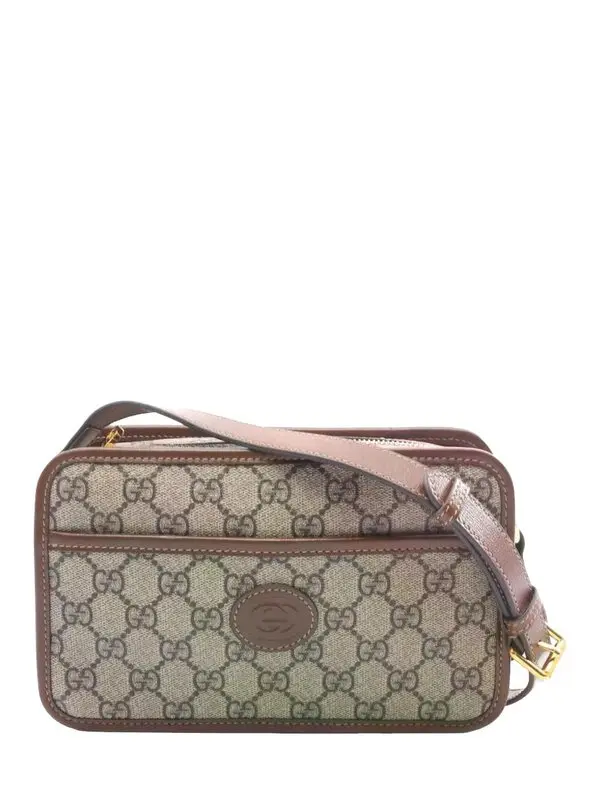 Gucci Gg Supreme Interlocking G Crossbody Bag - Neutrals