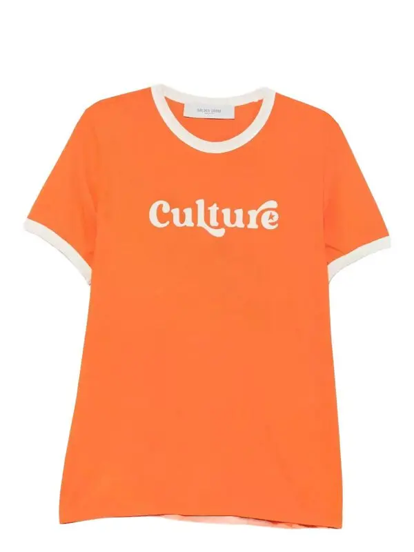 GOLDEN GOOSE Logo-print Garment-dyed T-shirt - Orange