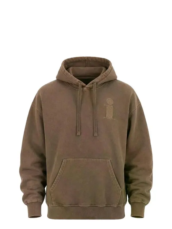 IUTER Logo-embroidered Acid-wash Hoodie - Brown