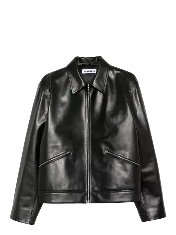 JIL SANDER Zip-up Leather Jacket - Black