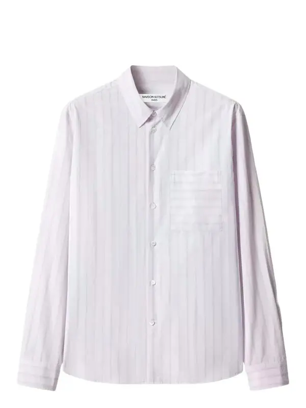 Maison Kitsuné Vertical-stripe Chest-pocket Shirt - Pink