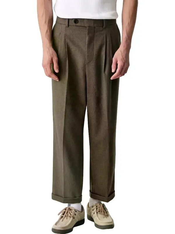 Drole De Monsieur Pleated Turned-up Trousers - Brown