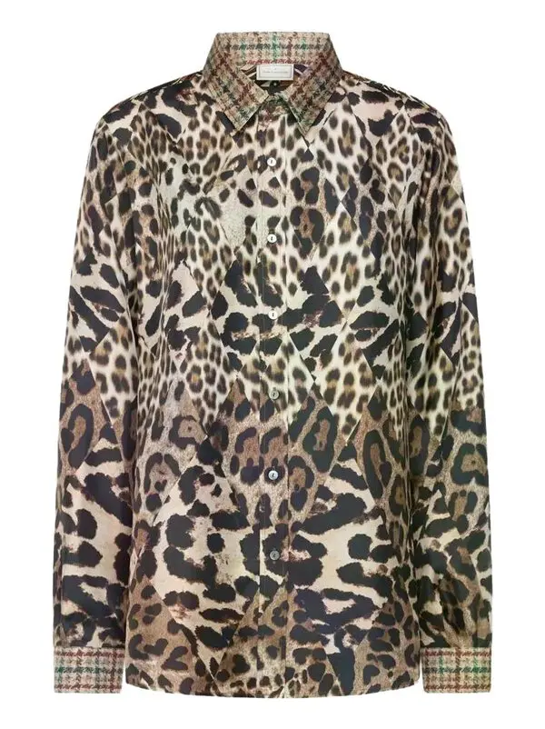 PIERRE-LOUIS MASCIA Leopard-print Silk Shirt - Brown