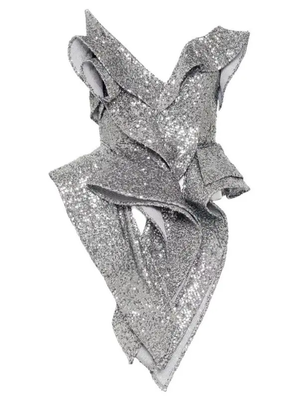 Maticevski Sequin Embellished Draped Bodice - Grey