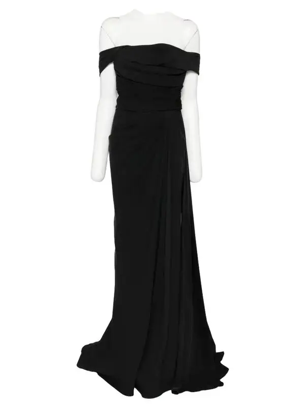 Zuhair Murad Off-shoulder Draped Gown - Black