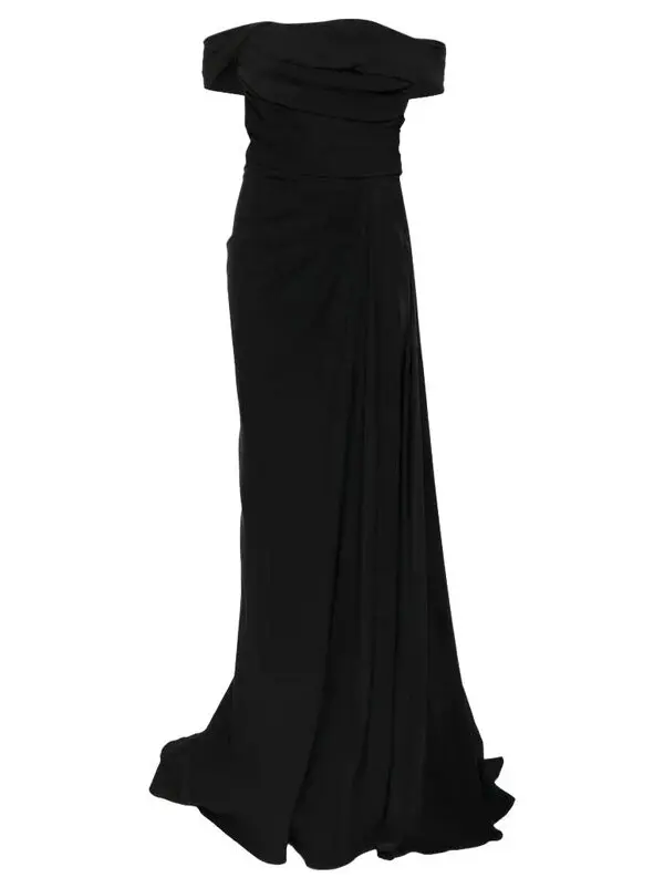 Zuhair Murad Off-shoulder Draped Gown - Black