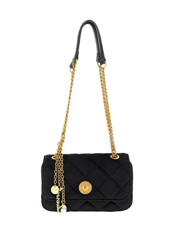 TWINSET Quilted Velvet Shoulder Bag - Black