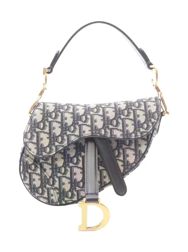 Dior Oblique Canvas Saddle Bag Satchel - Blue