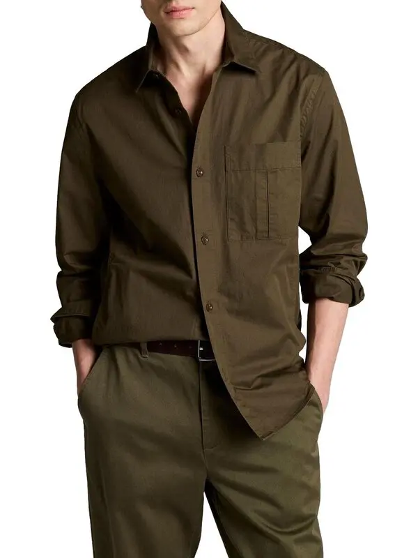 Vince Cotton Split-yoke Overshirt - Night Leaf