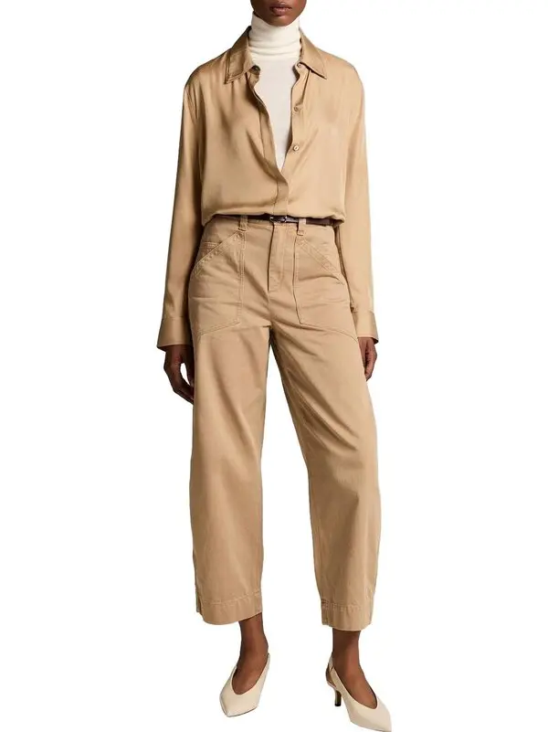 Vince Washed Cotton Twill Mid-rise Utility Pant - Carmello