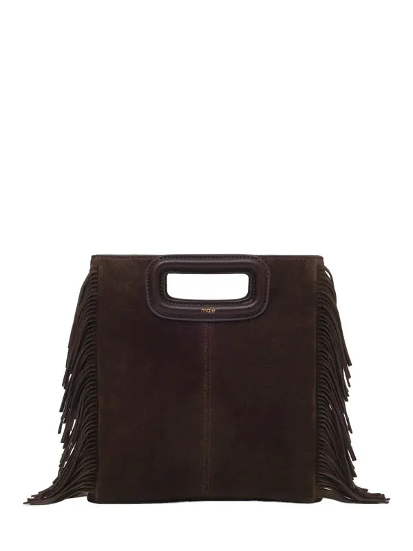 Maje Suede M Bag With Fringe - Dark Brown