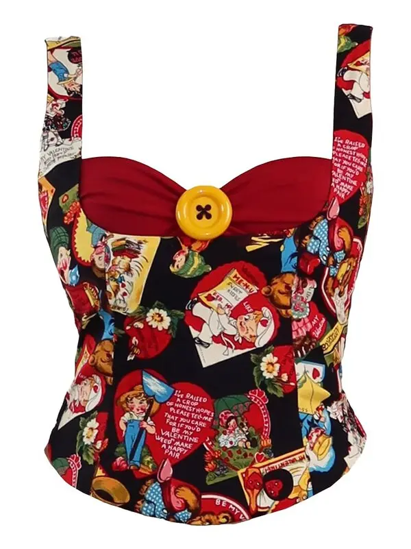 28NATELIER The Valentine Corset-inspired Top - Black/red