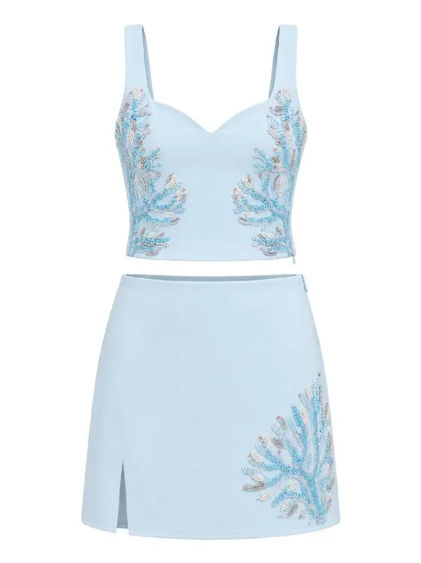 LAURA SLINGS Siren Beaded Co-ord Set - Blue