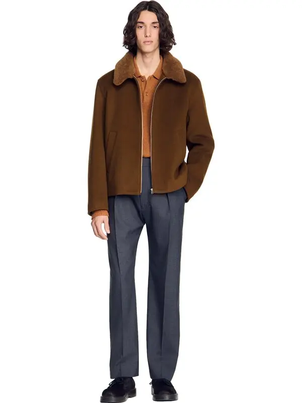 Sandro Classic Fit Wool And Cashmere Jacket - Camel
