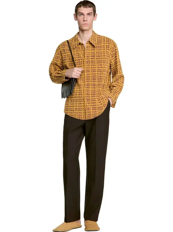 Sandro Shirt With Velvet Flocking - Mustard