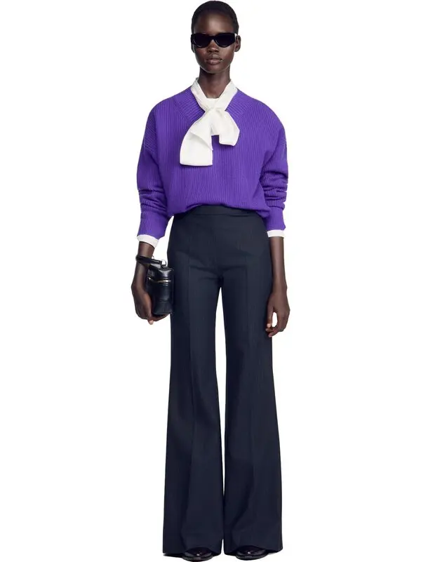 Sandro Wool Suit Trousers - Navy Blue