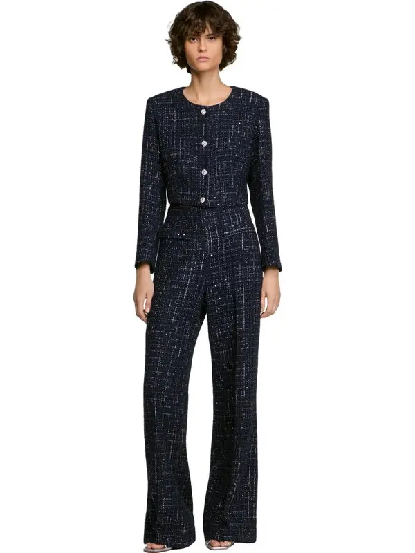 Sandro Decorative Tweed Trousers - Blue