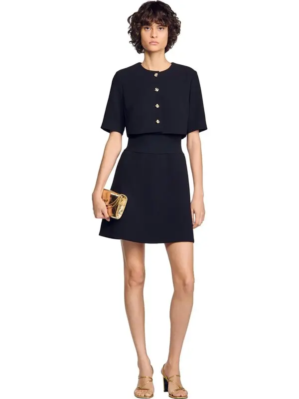 Sandro Short 2-in-1 Dress - Black