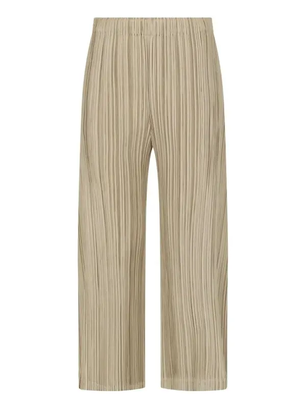 Issey Miyake Pleated Straight Leg Trousers - Beige