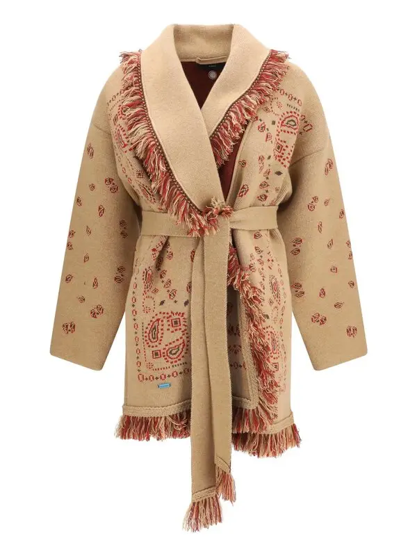 Alanui Icon Jacquard Cardigan With Belt - Brown