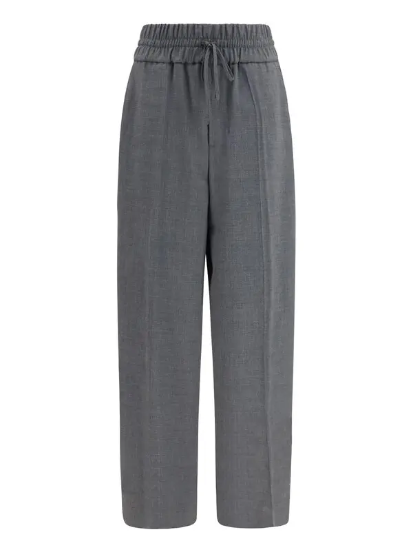 AMI Paris Wool Pants With Elasticated Waist - Grey