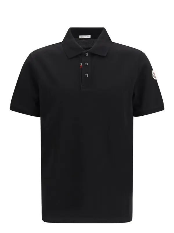 Moncler Cotton Piqué Polo Hirt With Logo - Black