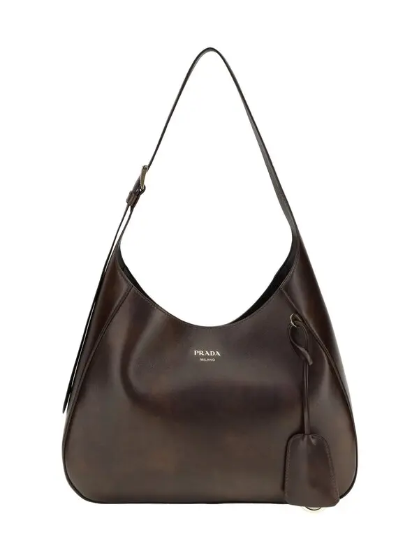 Prada Boogie Medium Leather Shoulder Bag - Brown