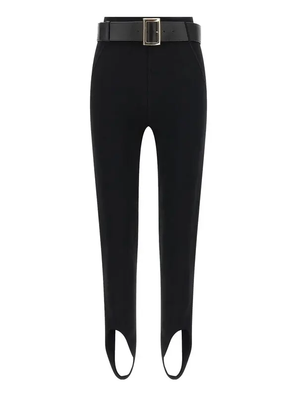 SELF-PORTRAIT Stretch Jersey Leggings With Belt Feale - Black