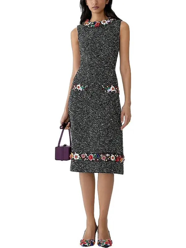 Carolina Herrera Embellished Sleeveless Knee Length Dress - Black/white