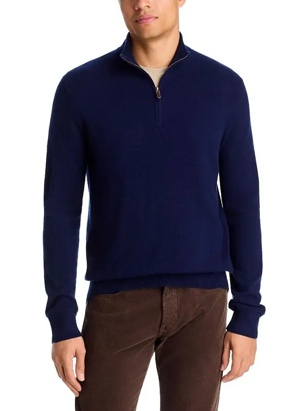 Polo Ralph Lauren Cashmere Stand Collar Zip Sweater - Hunter Navy
