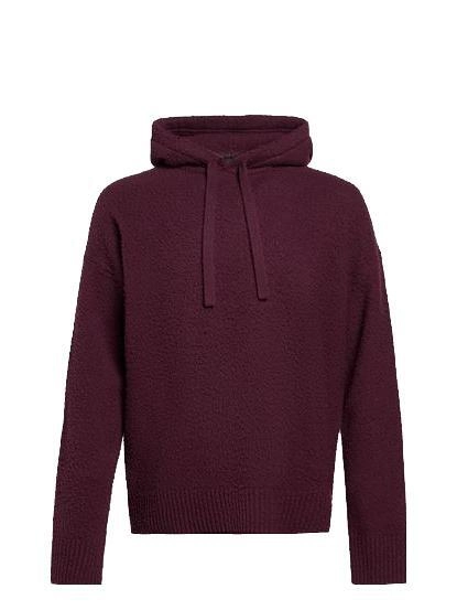 ROBERTO COLLINA Merino Wool Textured Hoodie - Plum