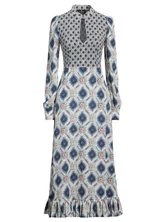 Etro Floral-print Midi Crepe Dress - Navy