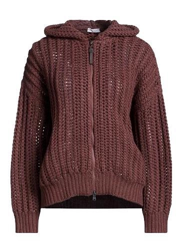 Brunello Cucinelli Cashmere And Ecobrass Hooded Cardigan - Brown