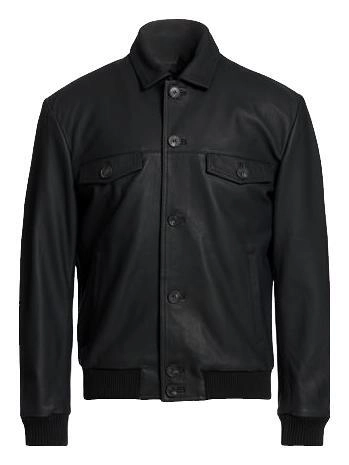 Alpha Studio Ovine Leather Casual Jacket - Black