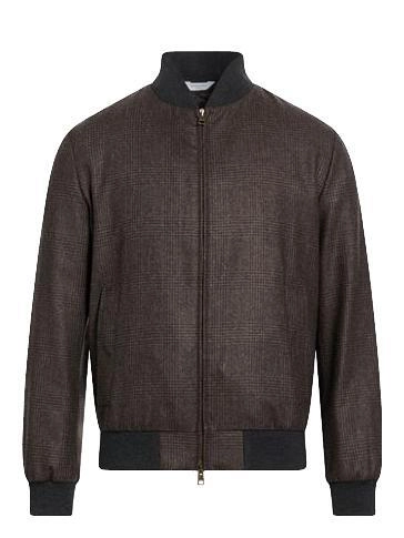 Boglioli Virgin Wool Glen Plaid Bomber Jacket - Brown