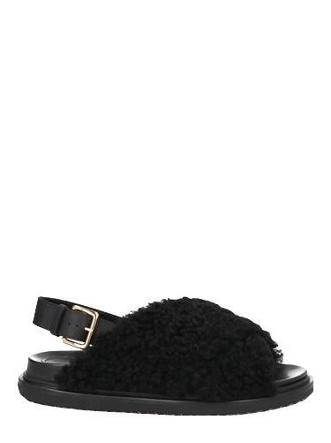 Marni Shearling Slingback Sandals - Black