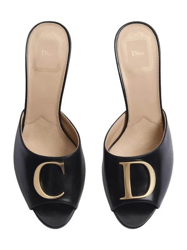 Dior Lambskin Initials Heel Sandal - Black