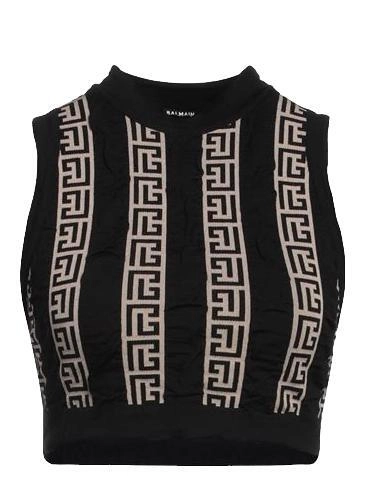 Balmain Two-tone Sleeveless Turtleneck Knit Top - Black