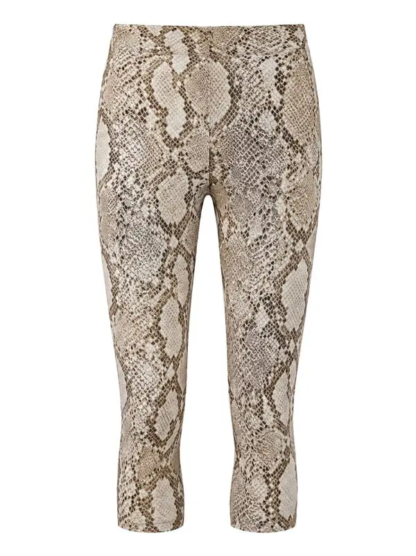 JUNIE Snakeprint Capri Pants - Brown