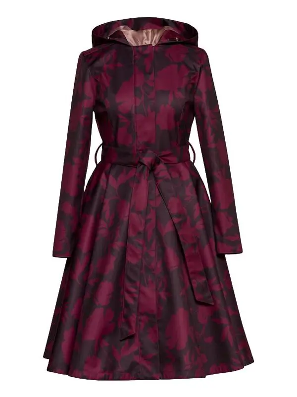 RAINSISTERS Floral Peony Velvet Coat - Red