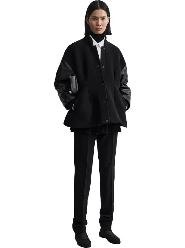 TOTEME Wool Cashmere Varsity Jacket - Black