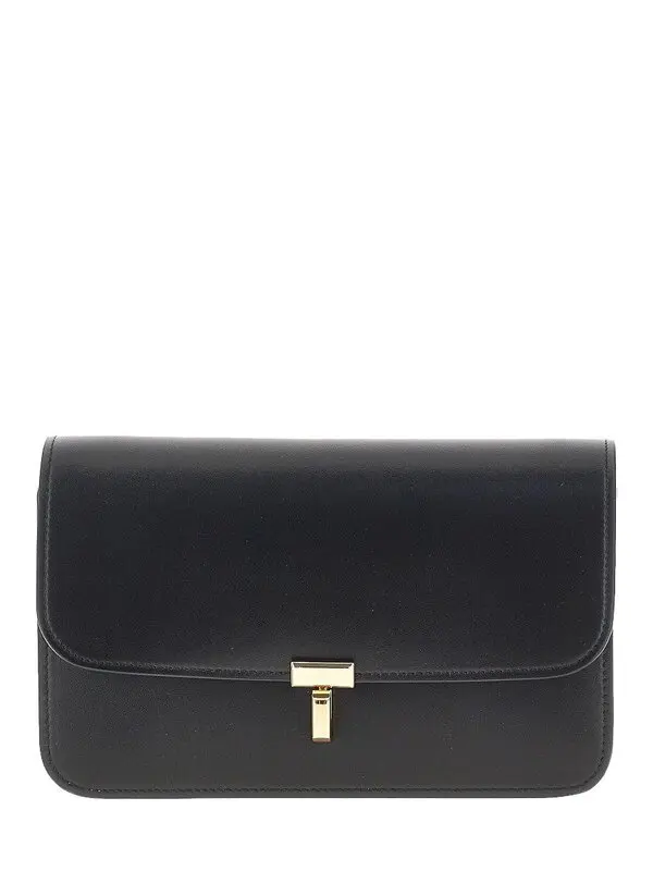 TOTEME T-lock Leather Pouch With Shoulder Strap - Black