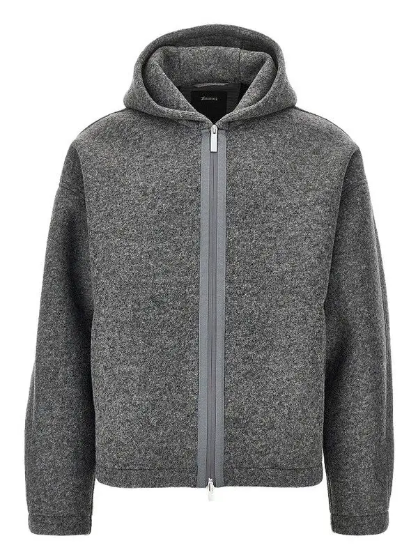 Herno Wool-blend Hooded Blouson Jacket - Grey