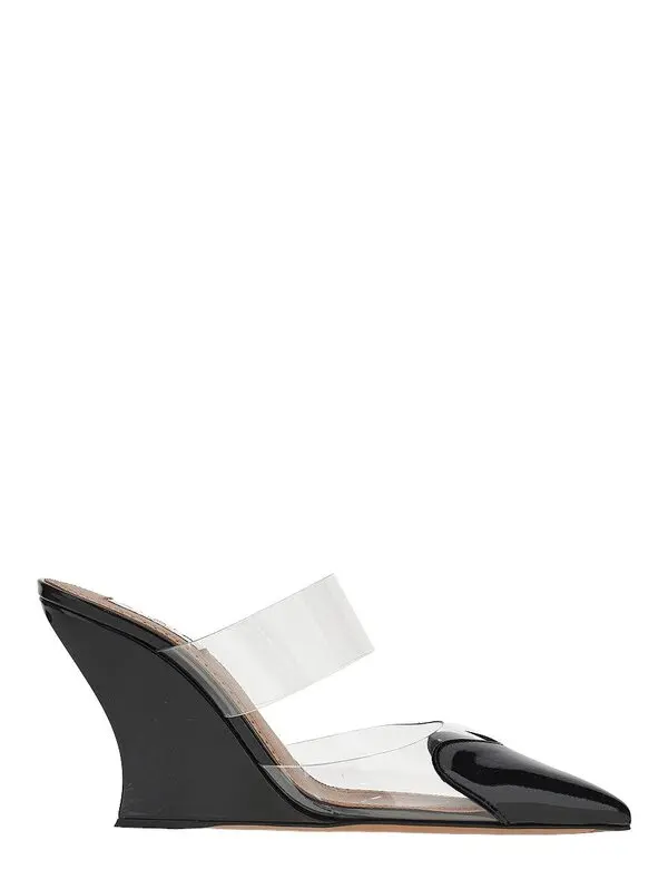 Alaïa Pvc And Leather Le Coeur Wedge Mules - Black