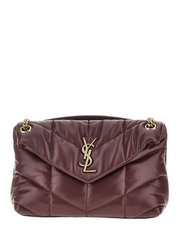 Saint Laurent Leather Small 'loulou Puffer' Bag - Red