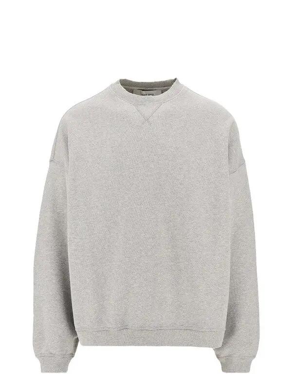 GOLDEN GOOSE Cotton Weathirt With Bouclé Fabric Logo - Grey