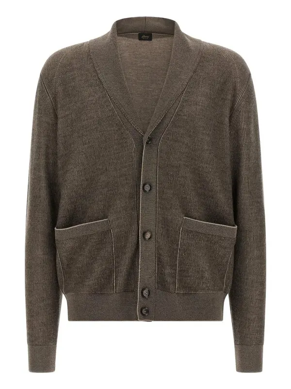Brioni Shawl Neck Cardigan - Brown