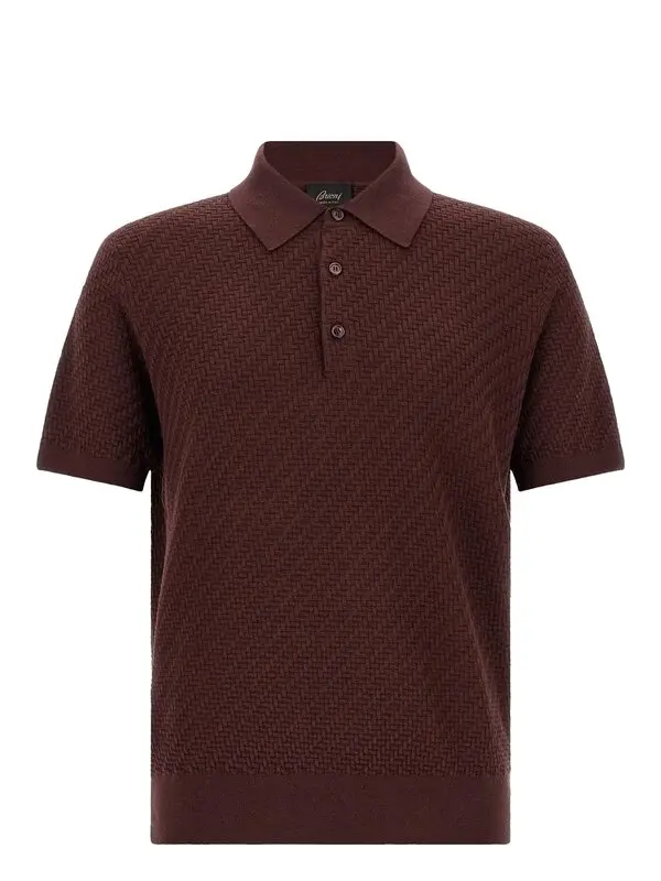 Brioni Trama' Weaving Polo - Purple