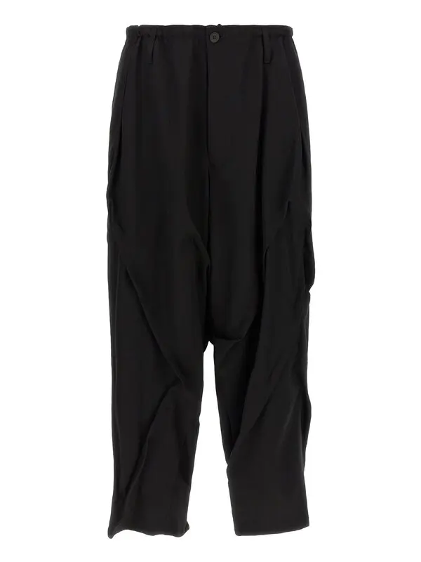 Yohji Yamamoto Random Tuck Wool Trousers - Black